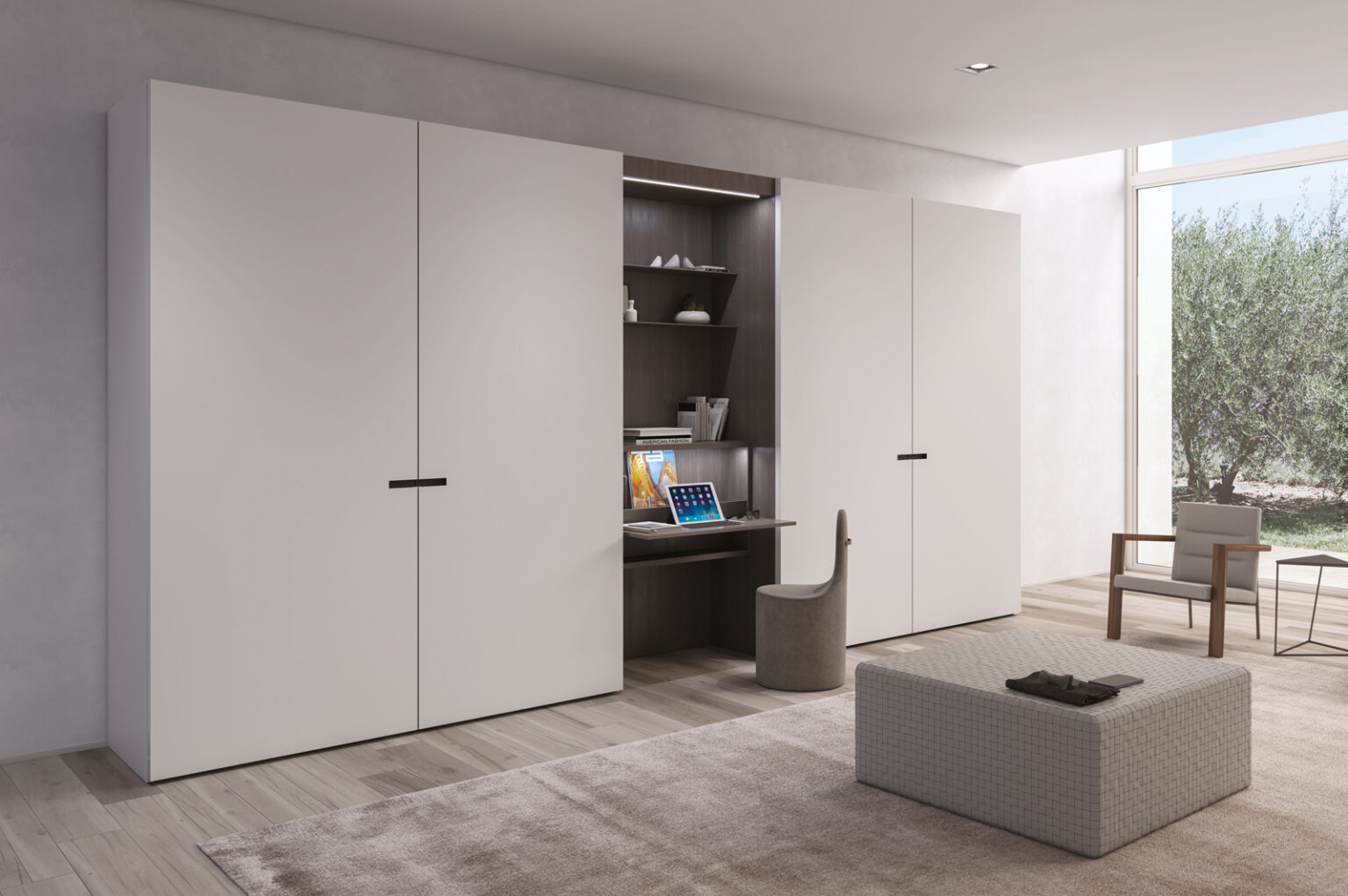 Wardrobes with coplanar door